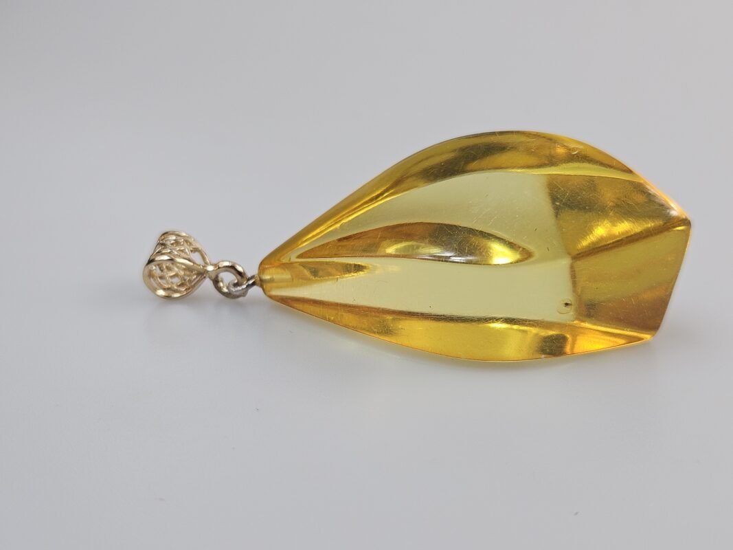 Large gemstone pendant. Real natural Baltic Amber necklace. Handmade ...